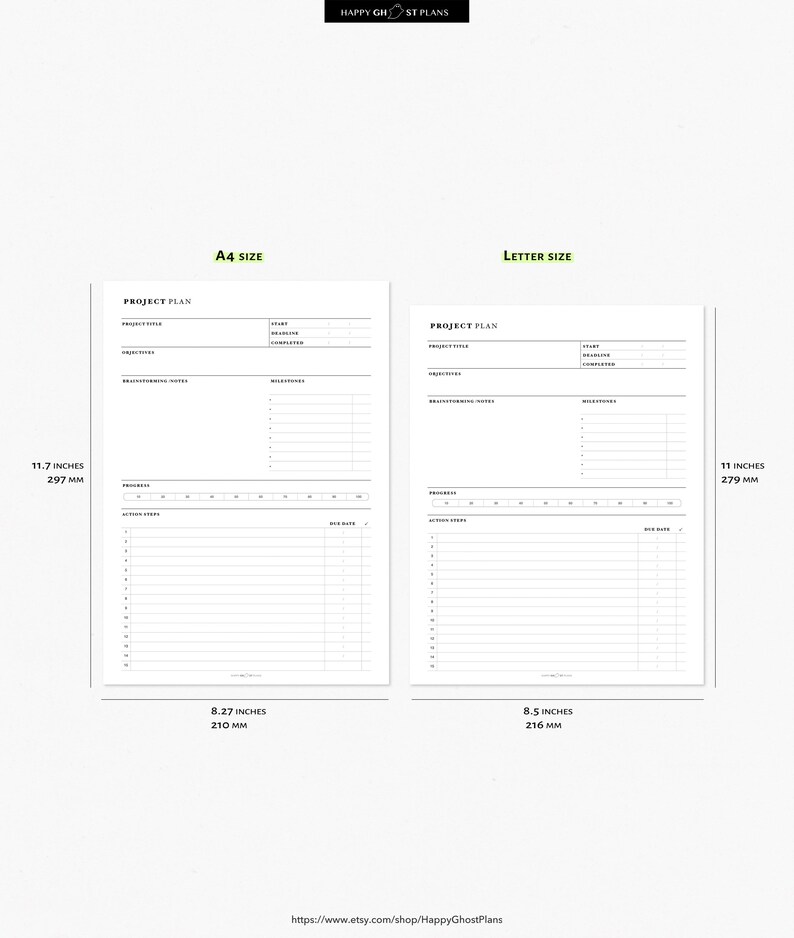 Project Planner Bundle Printable Insert: A4 & Letter Size (PDF) | J120 ...