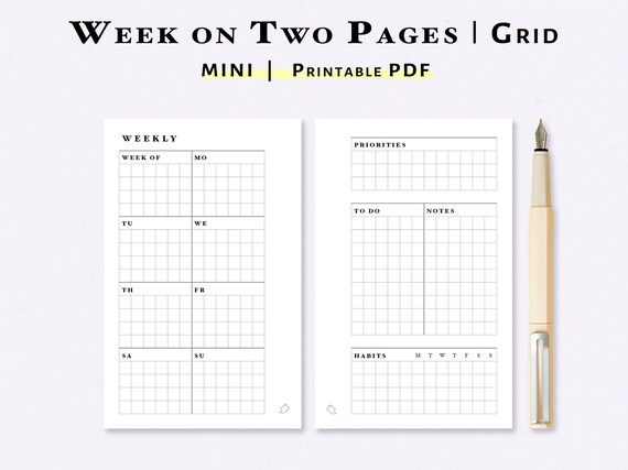Weekly Planner Printable Mini Size Undated Weekly Planner on | Etsy