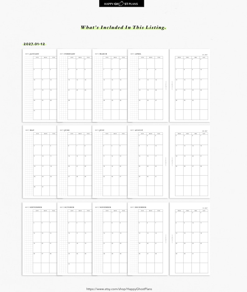2027 Monthly Planner, Printable Personal Size Planner Inserts | M102 - Etsy