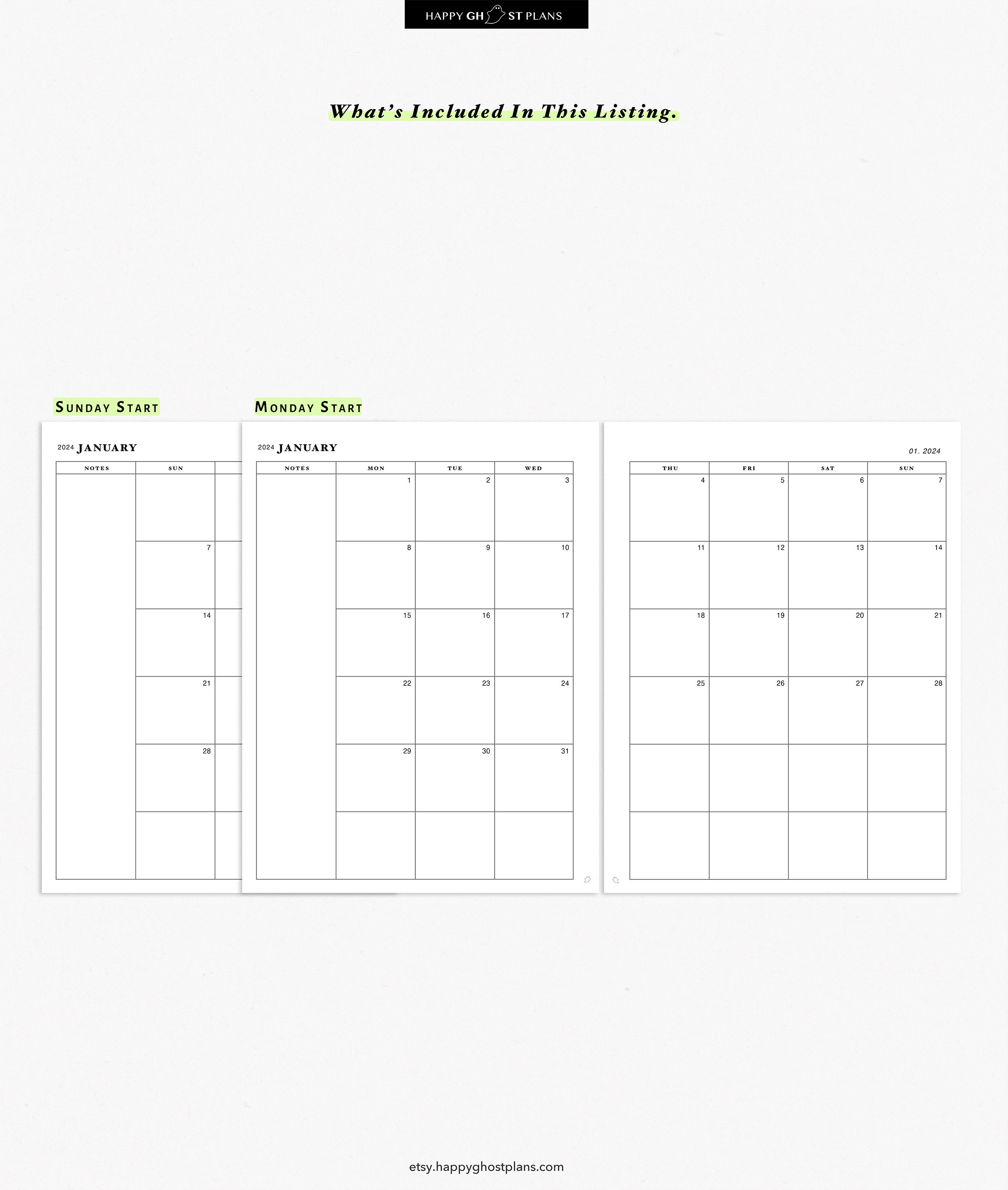 2024 Monthly Planner Printable Classic Happy Planner Size Insert Month ...