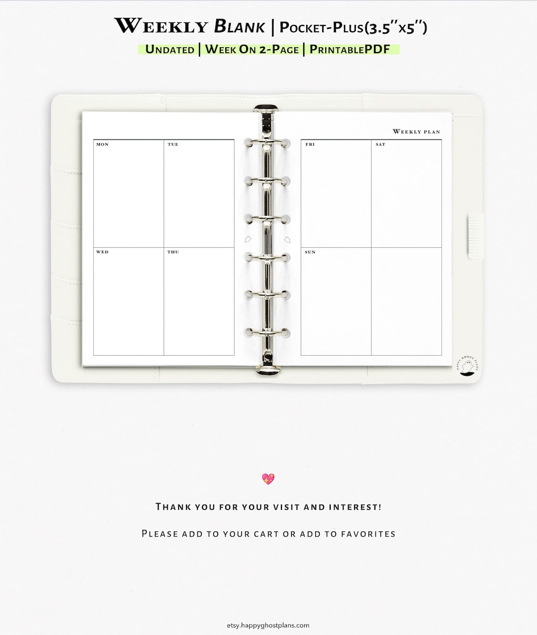 Simple Weekly Planner, Printable Insert for Pocket-plus Planner ...
