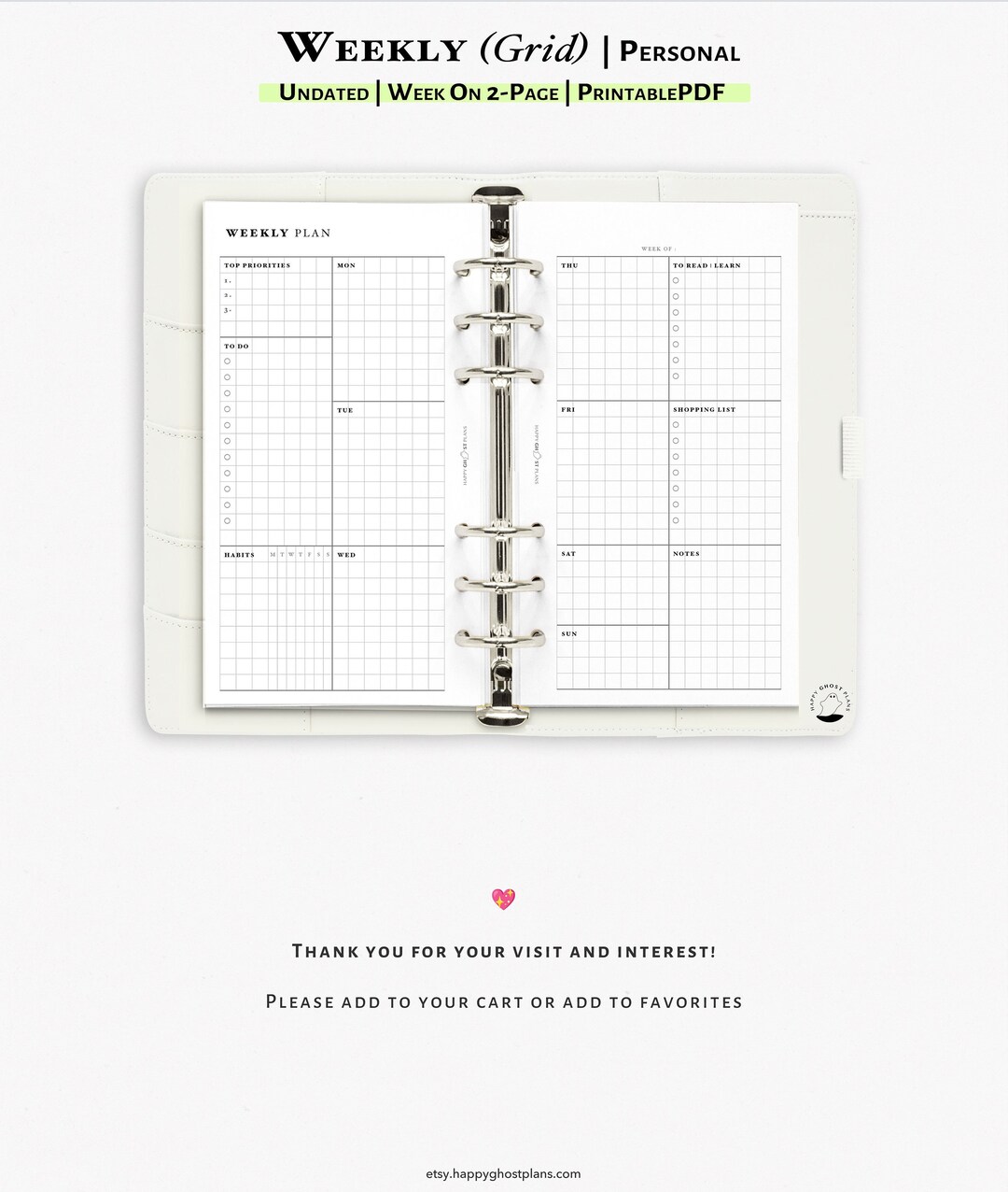 2-page Weekly Planner Printable Personal Size Planner Inserts - Etsy