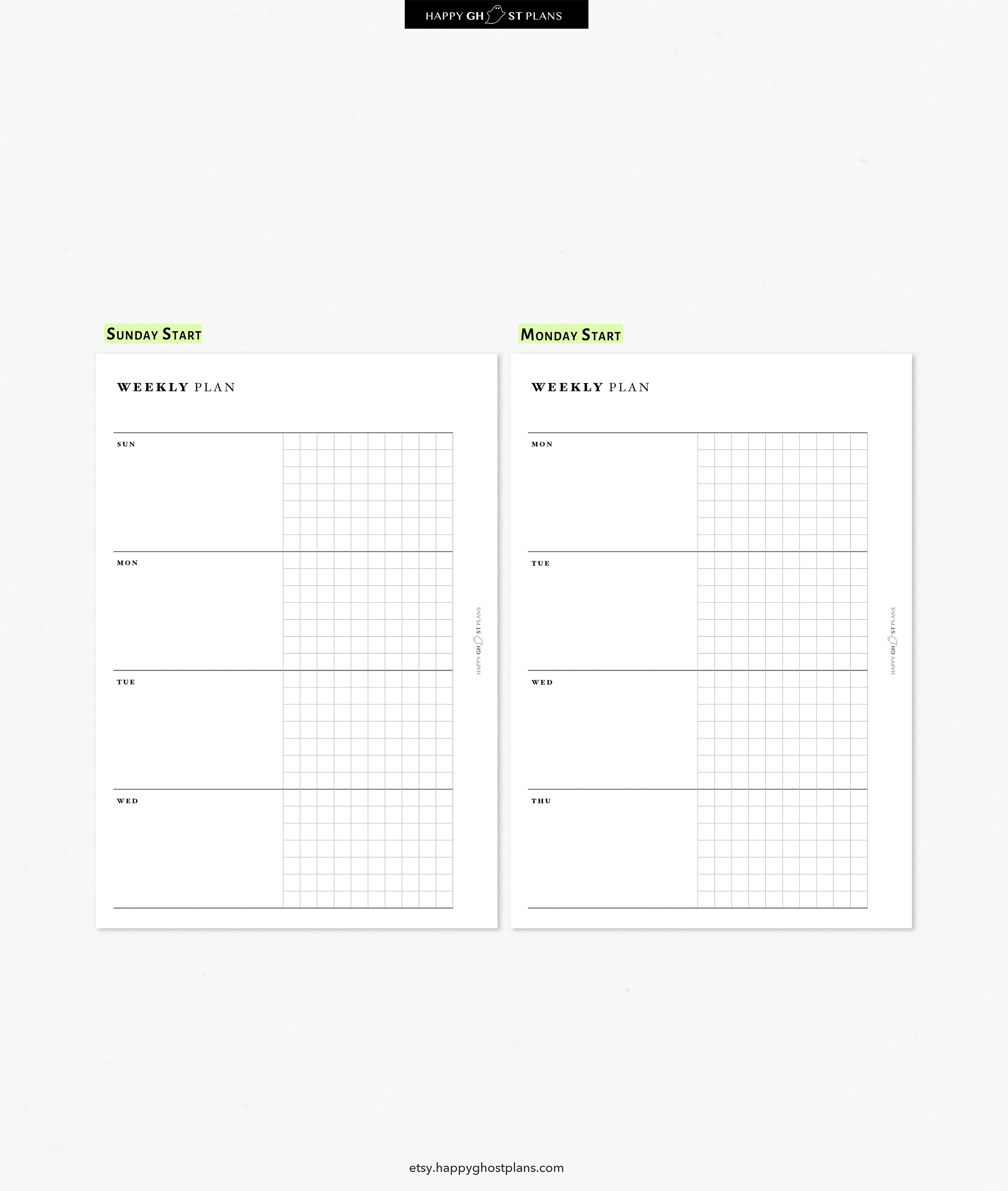 Weekly Planner Printable Insert for Personal-wide Planner Week on 2 ...