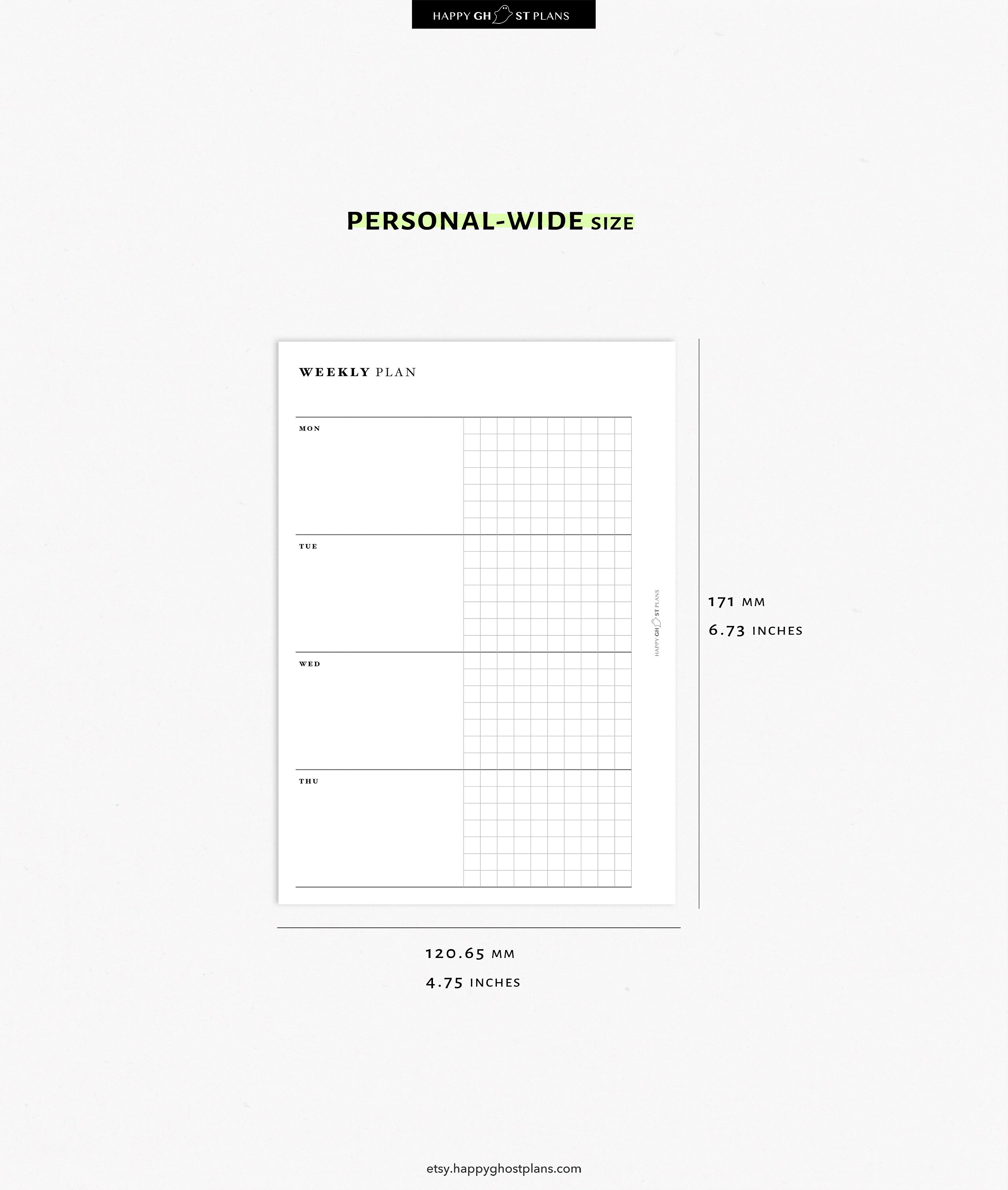 Weekly Planner Printable Insert for Personal-wide Planner Week on 2 ...