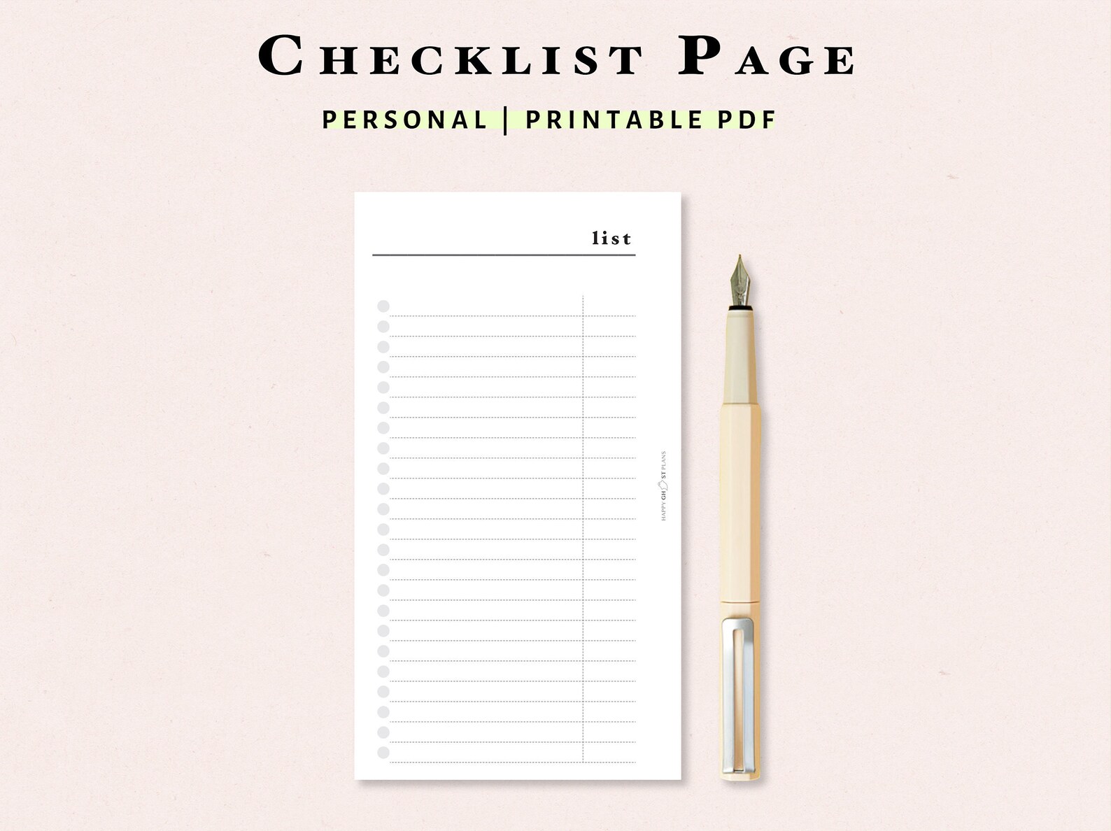 Checklist Template Printable Personal Ring Inserts To-do - Etsy