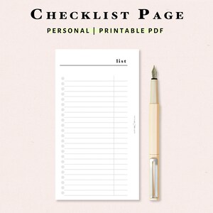 Checklist Template Printable Personal Ring Inserts To-do - Etsy