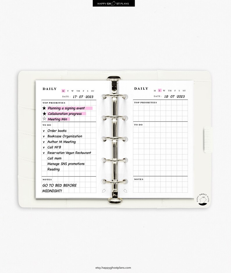 One Page Daily Planner Printable Mini Size Planner Insert | Undated ...
