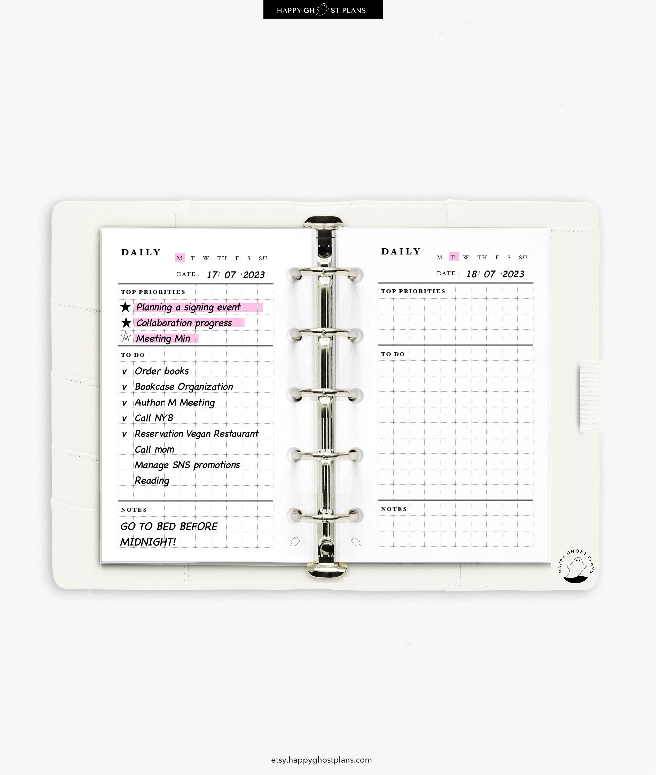 One Page Daily Planner Printable Mini Size Planner Insert | Undated ...