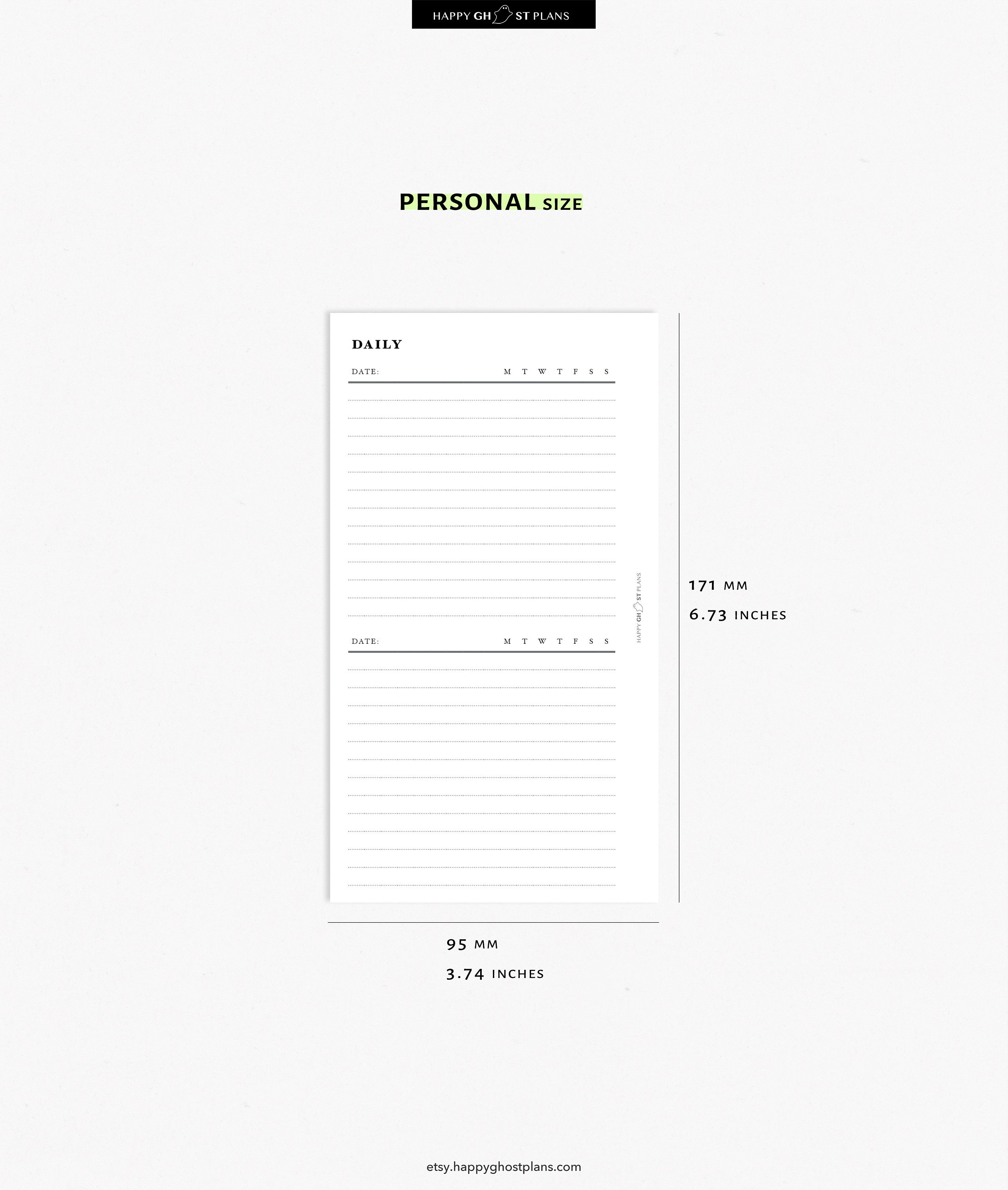 Daily Planner Printable Insert for Personal Size Planner Two Days on ...