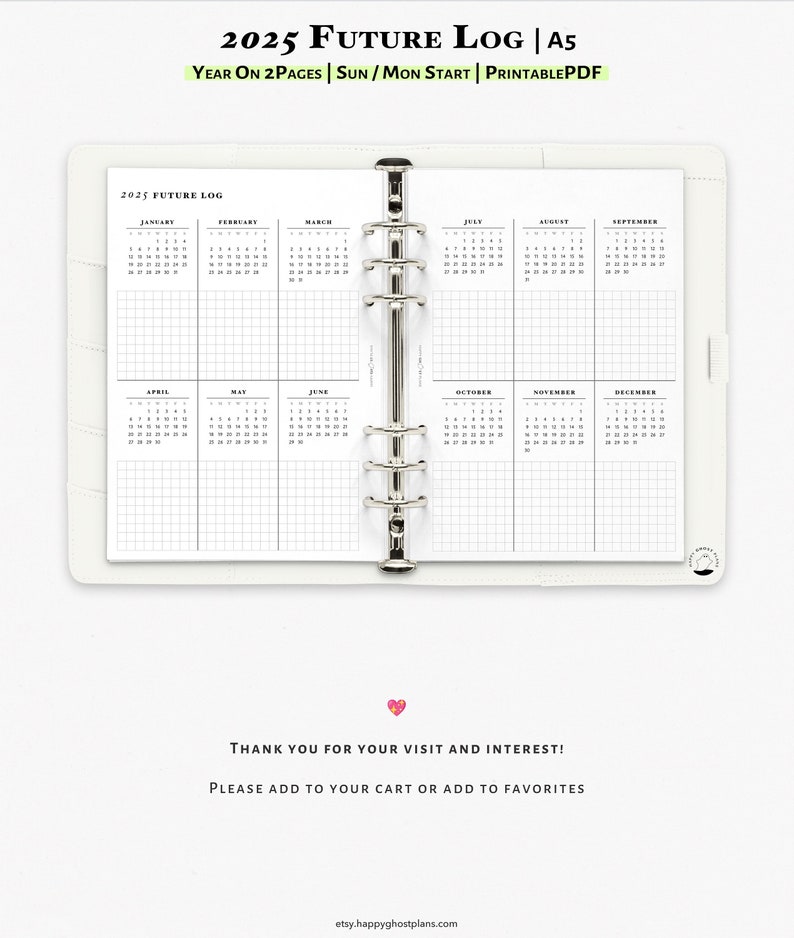 2025 Future Logs, 2025 Yearly Planner Printable Insert for A5 Planner ...