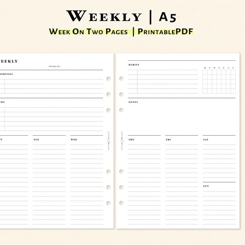 Weekly Planner Printable Week at a Glance Printable Weekly - Etsy