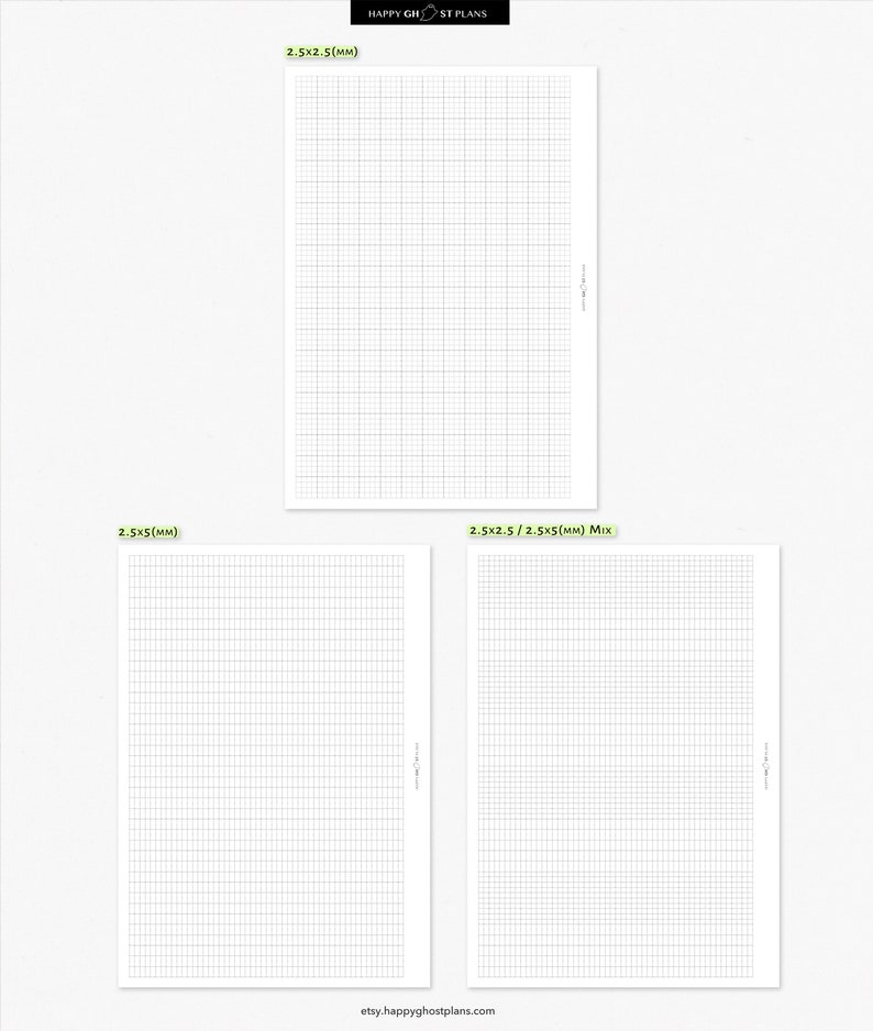 Grid Paper Bundle Printable Planner Insert Set of 9 A5, A4, Letter ...