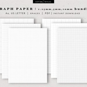 A4 US Letter Graph Paper PDF Printable 10mm 5mm 1.25mm | Etsy