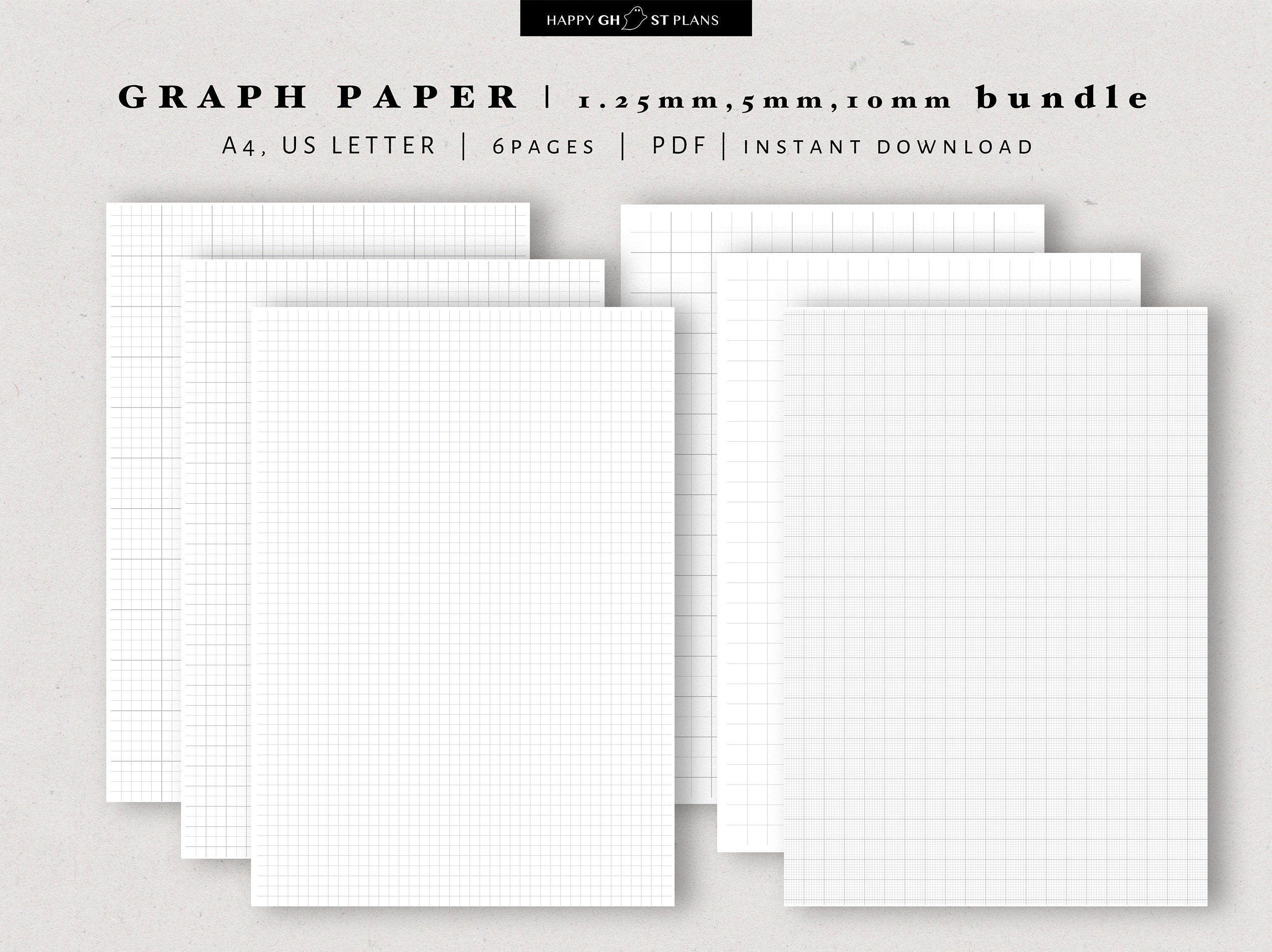 A4 US Letter Graph Paper PDF Printable 10mm 5mm 1.25mm | Etsy