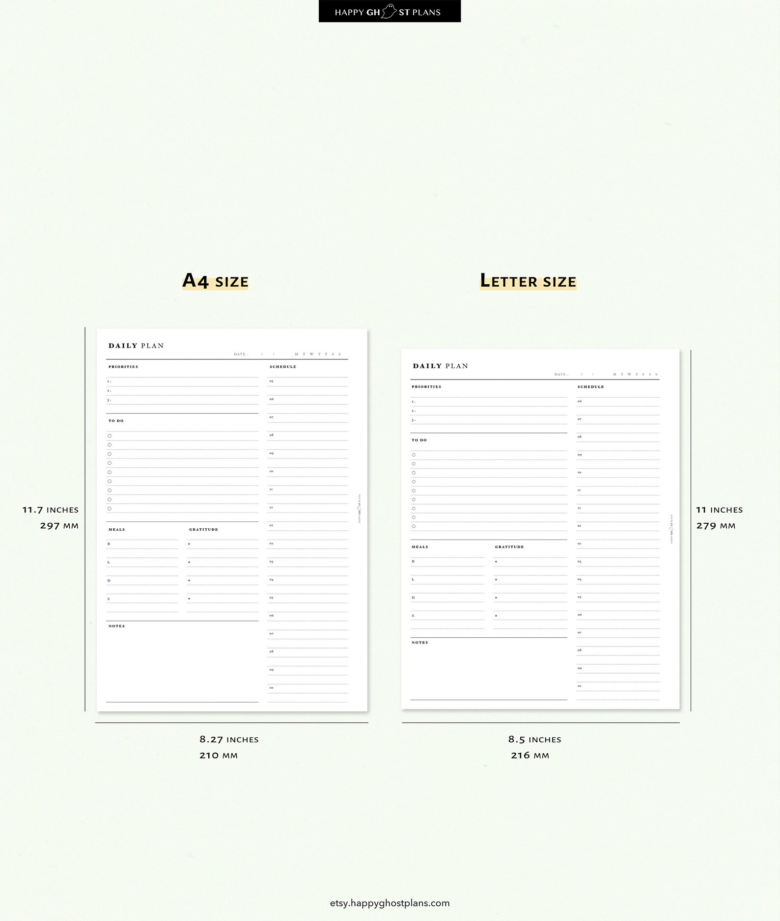 Daily Planner Printable A4 Letter Size Undated Daily - Etsy