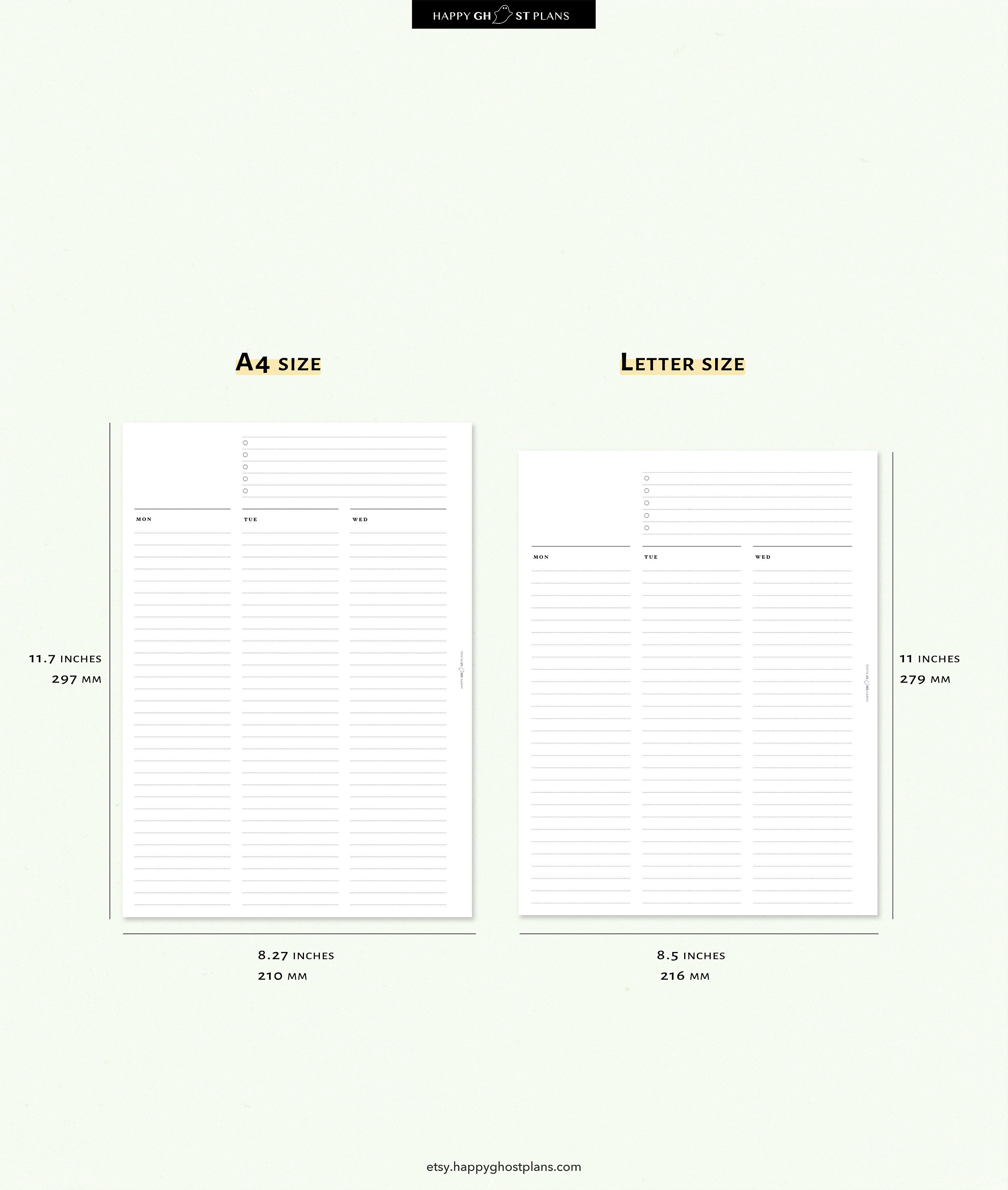 Weekly Planner Printable Inserts A4 Letter Size Undated - Etsy