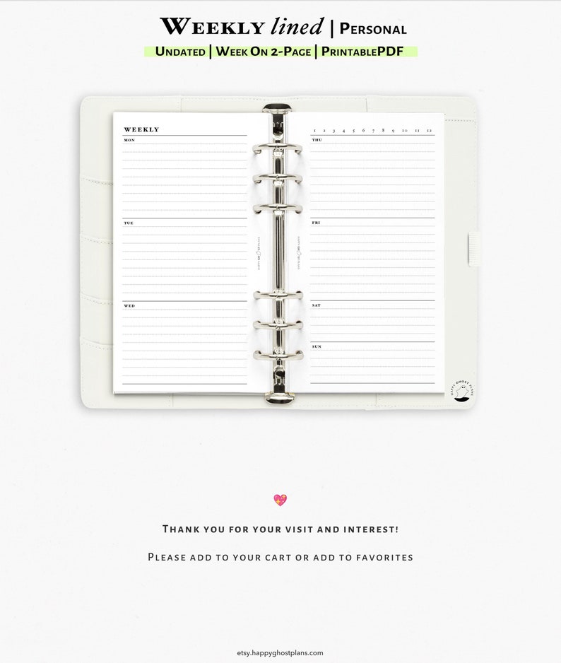 Weekly Planner, Printable Inserts for Personal Size Planner | W111L - Etsy