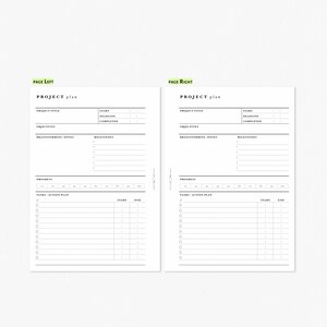 Project Planner Printable Insert for Personal Wide Planner, for Action ...
