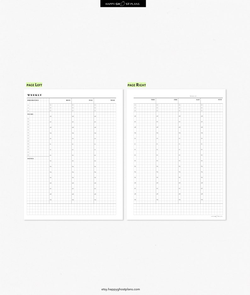 Weekly Hourly Planner Insert - Grid Design: Happy Planner Classic (PDF ...