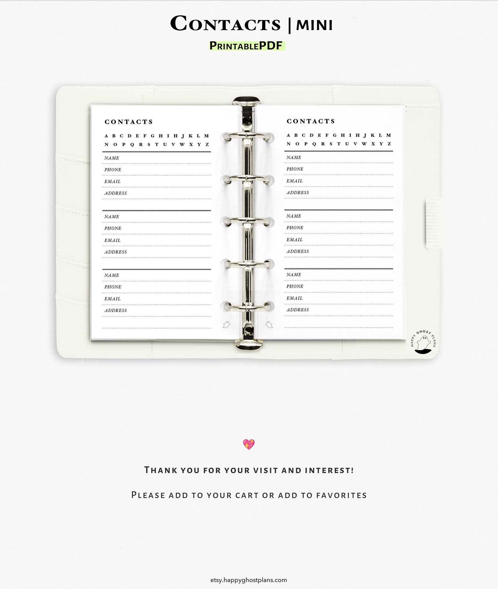 Contact List Printable PDF Mini Size Inserts Contact List - Etsy