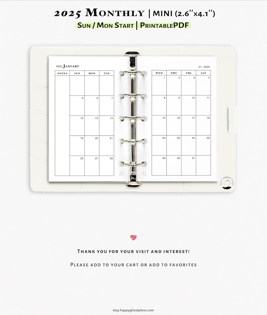 2025 Monthly Planner, Printable Insert for Mini Size Planner | M001 - Etsy