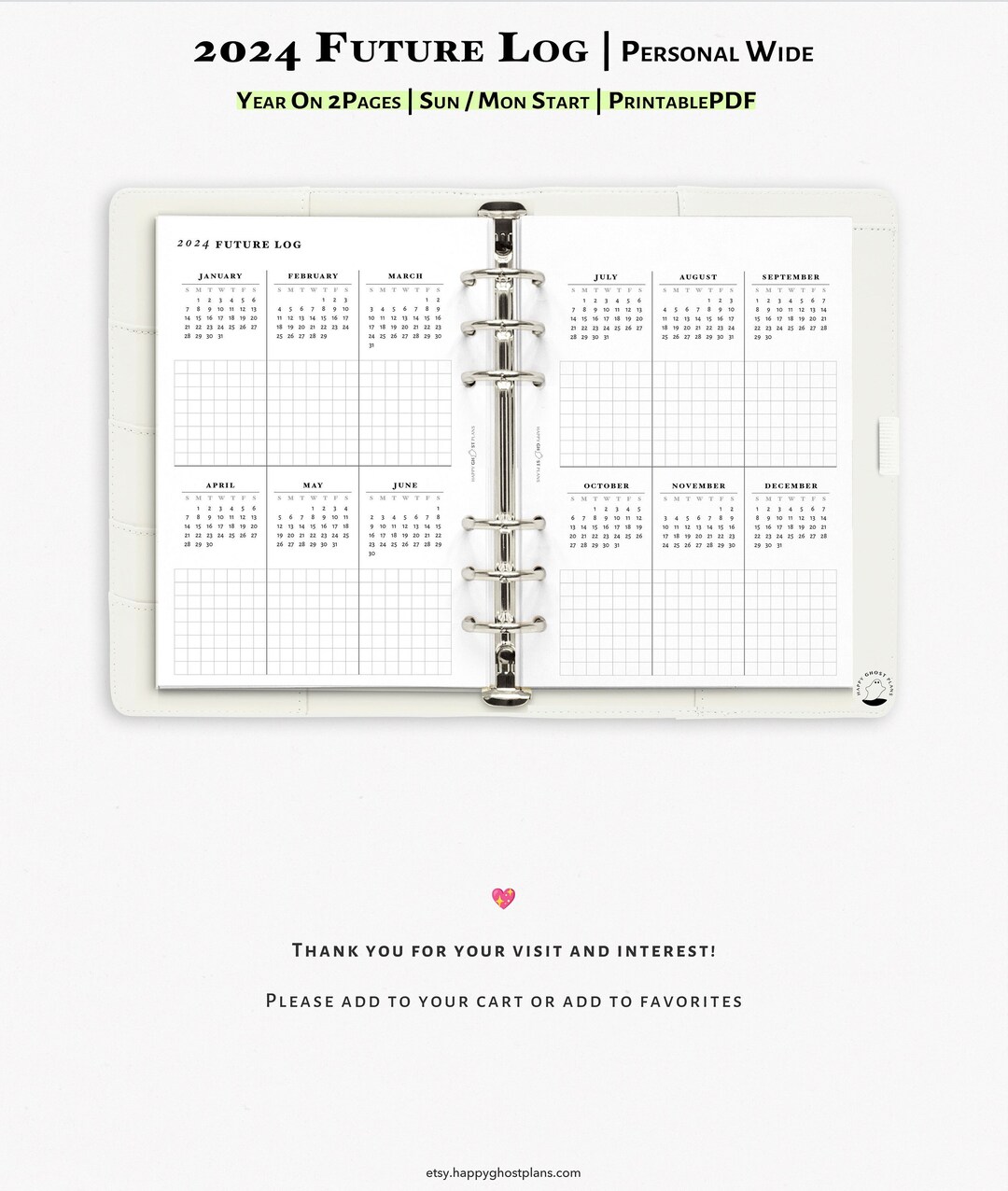 2024 Yearly Planner Printable Personal-wide Planner Insert - Etsy