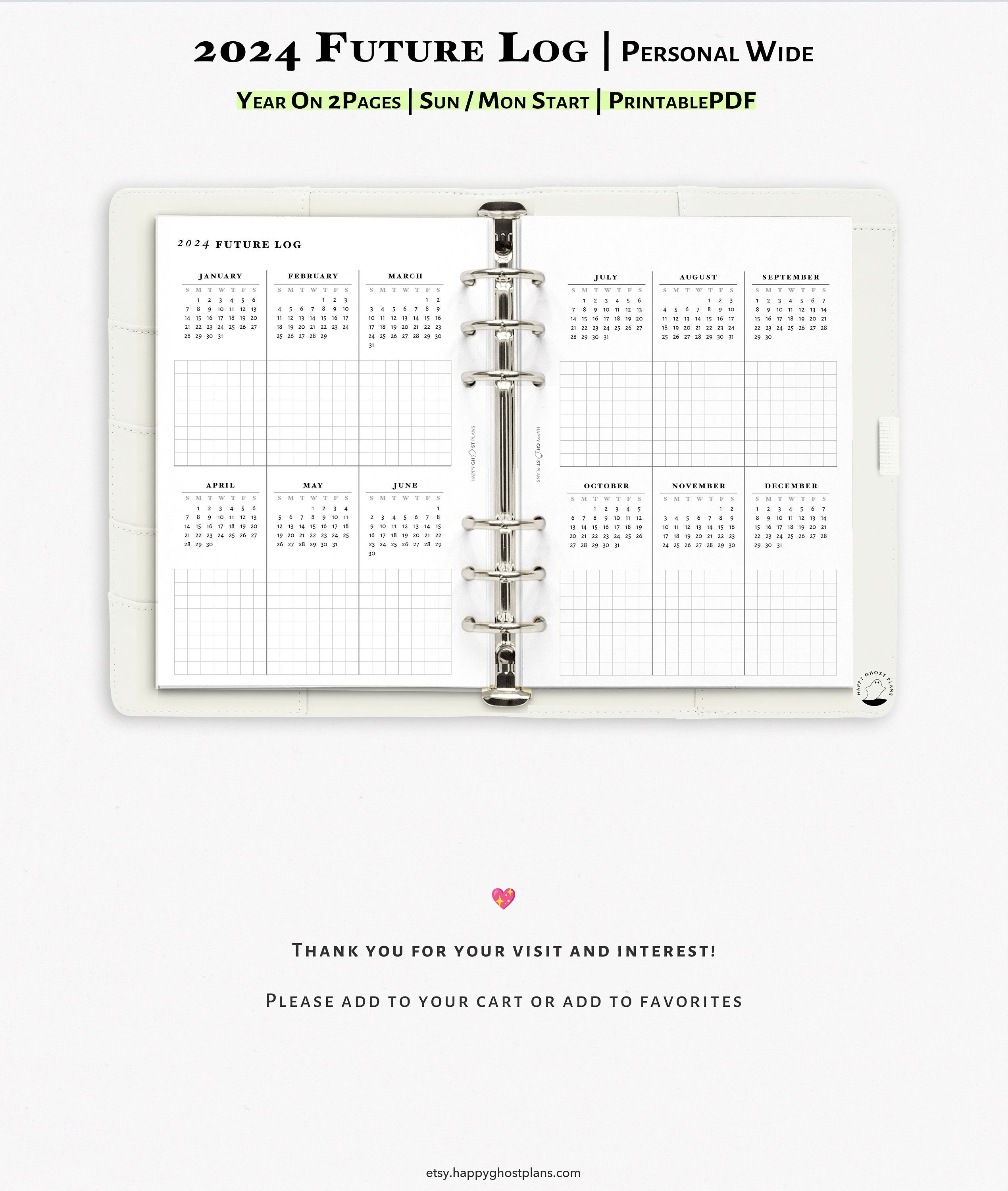 2024 Yearly Planner Printable Personal-wide Planner Insert - Etsy