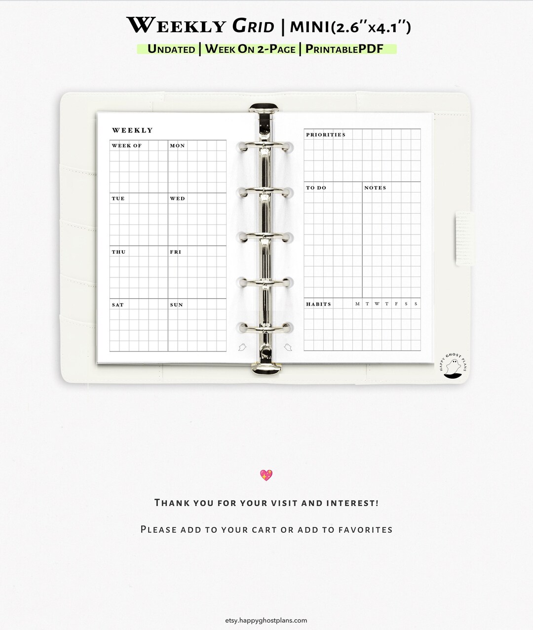 Weekly Planner Printable Mini Size Inserts | Weekly Overview ...