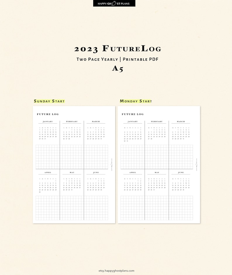 2023 Future Log Yearly Planner Printable A5 Inserts 2023 - Etsy