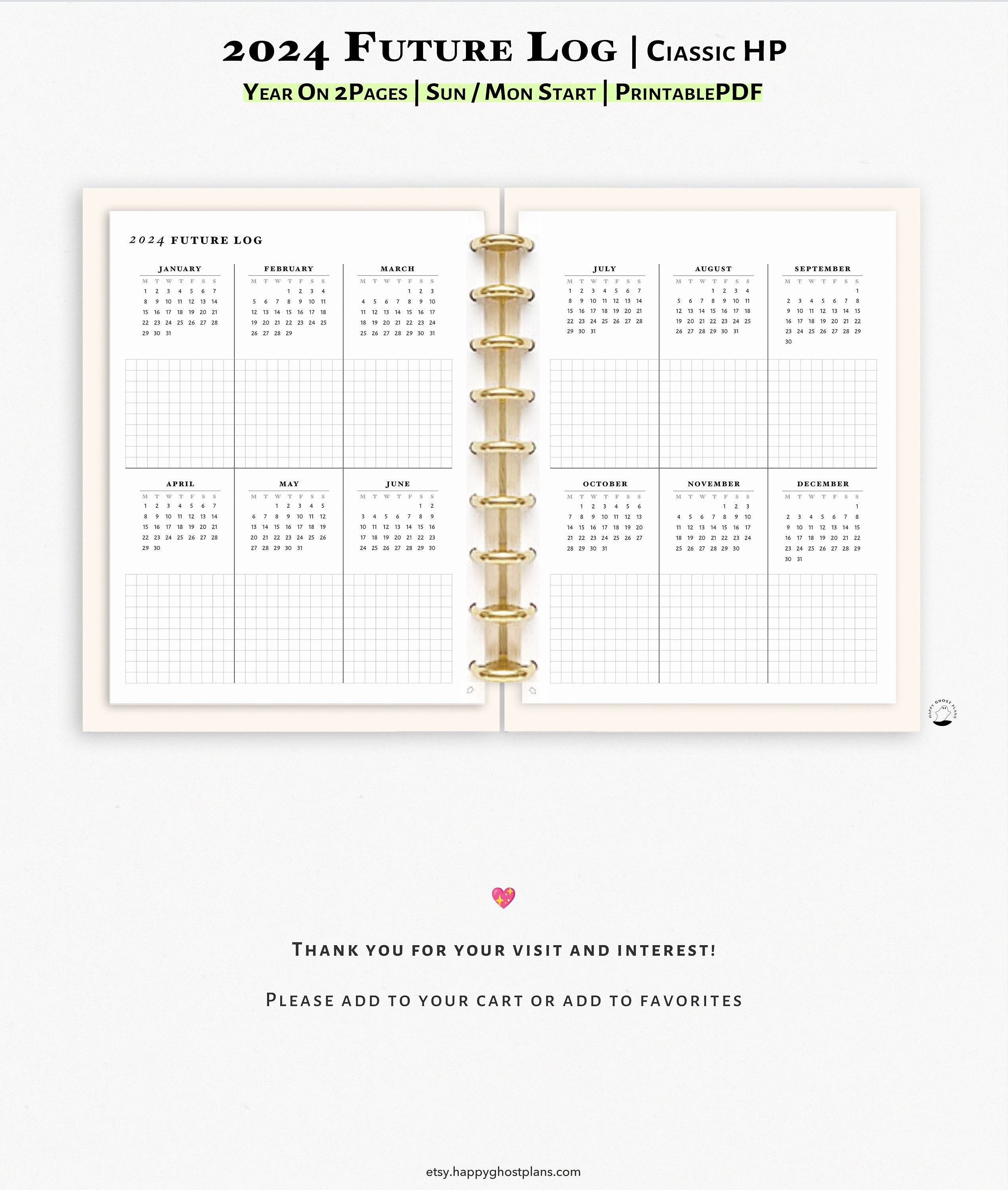 Future Logs, Printable 2024 Yearly Planner for Happy Planner Classic Insert Y106 - Etsy