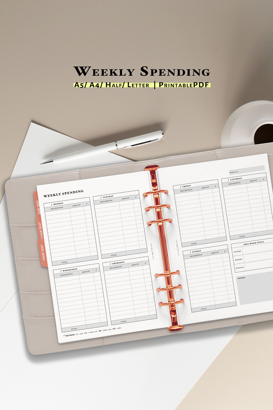 Weekly Spend Expenses Tracker Printable PDF Weekly Spending - Etsy