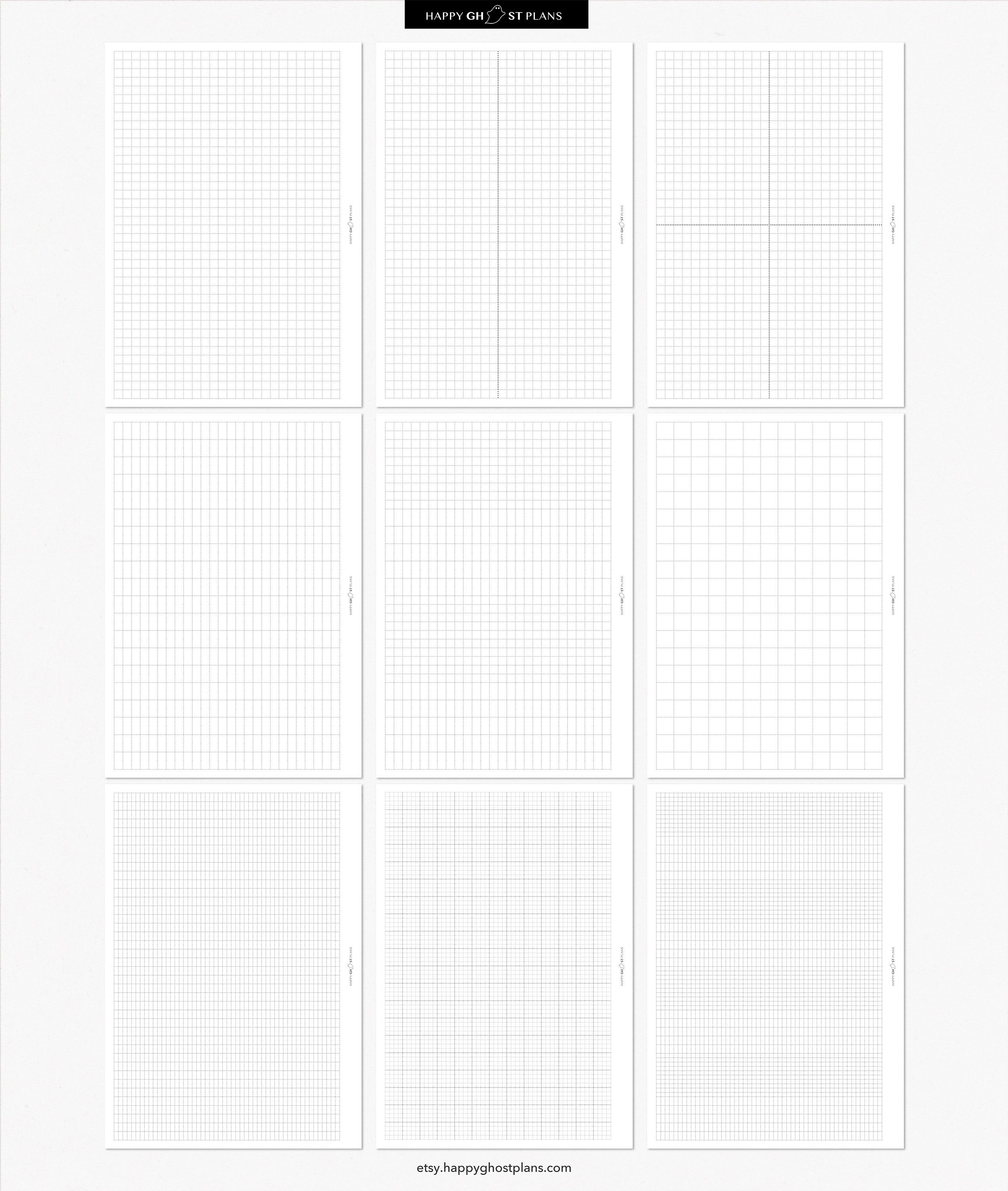 Grid Paper Bundle Printable Planner Insert Set of 9 A5, A4, Letter ...