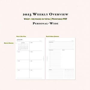 2023 Weekly Overview Printable Personal-wide Inserts Dated - Etsy