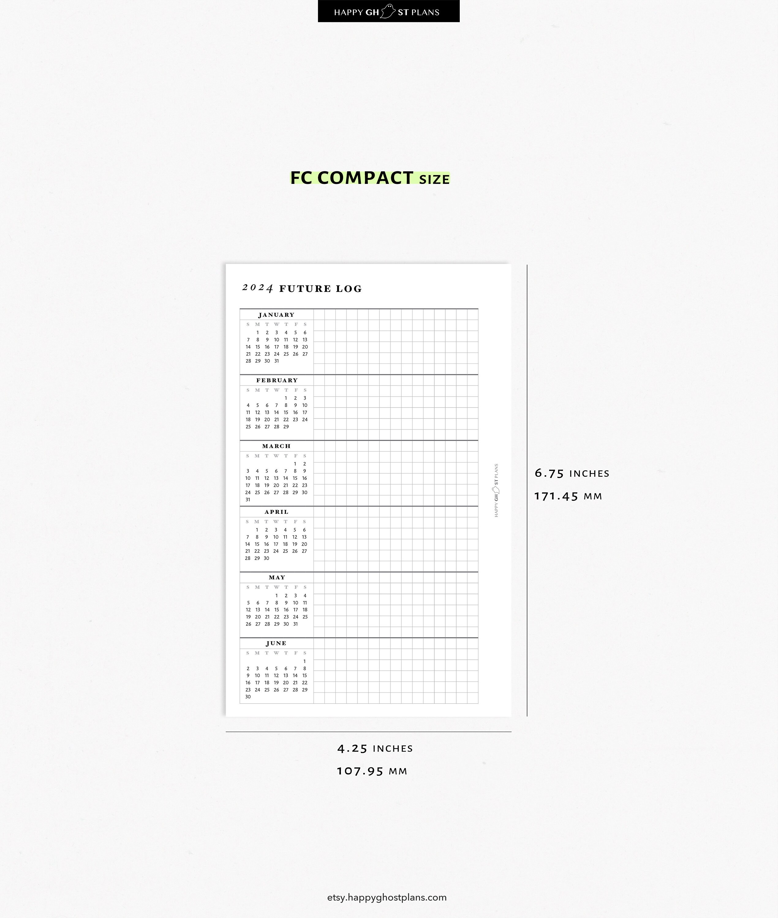 2024 Yearly Planner Printable FC Compact Planner Insert - Etsy Australia