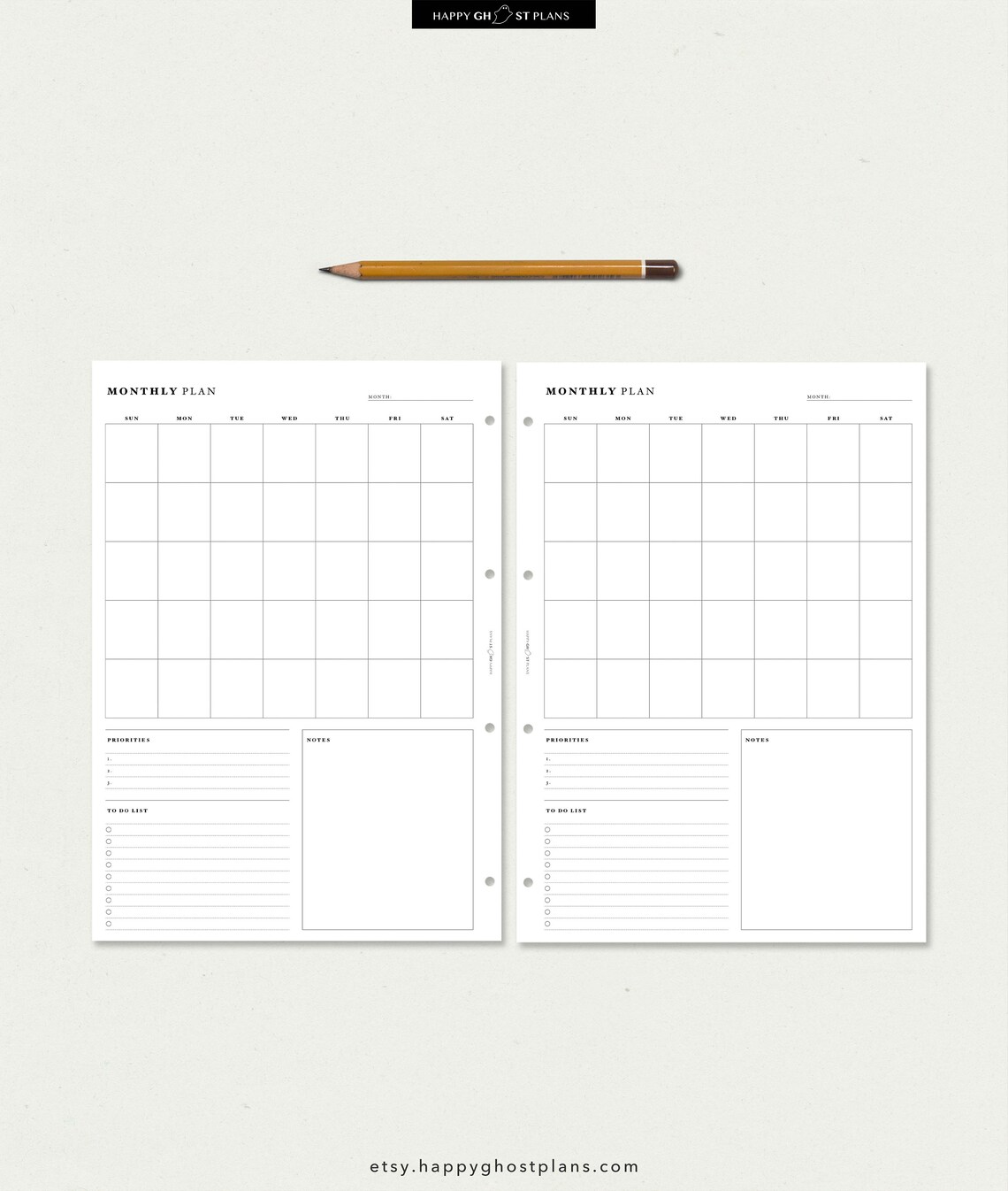 Monthly Planner Printable A4 Letter Size Month on One Page | Etsy Canada
