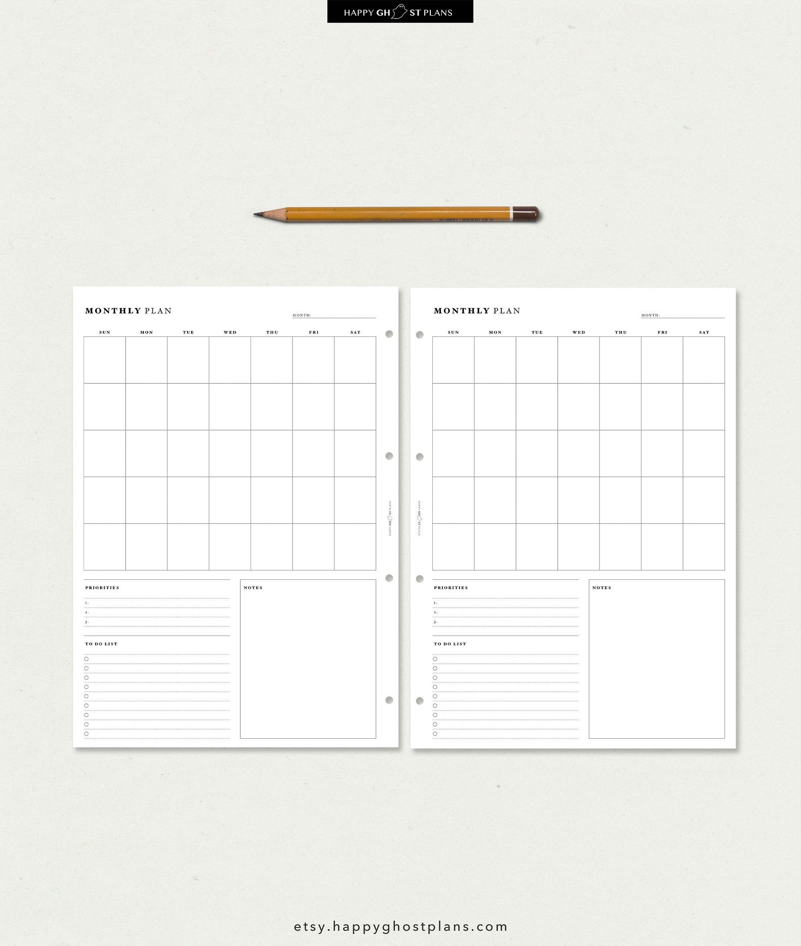 Monthly Planner Printable A4 Letter Size Month on One Page | Etsy Canada