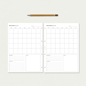 Monthly Planner Printable A4 Letter Size Month on One Page | Etsy Canada