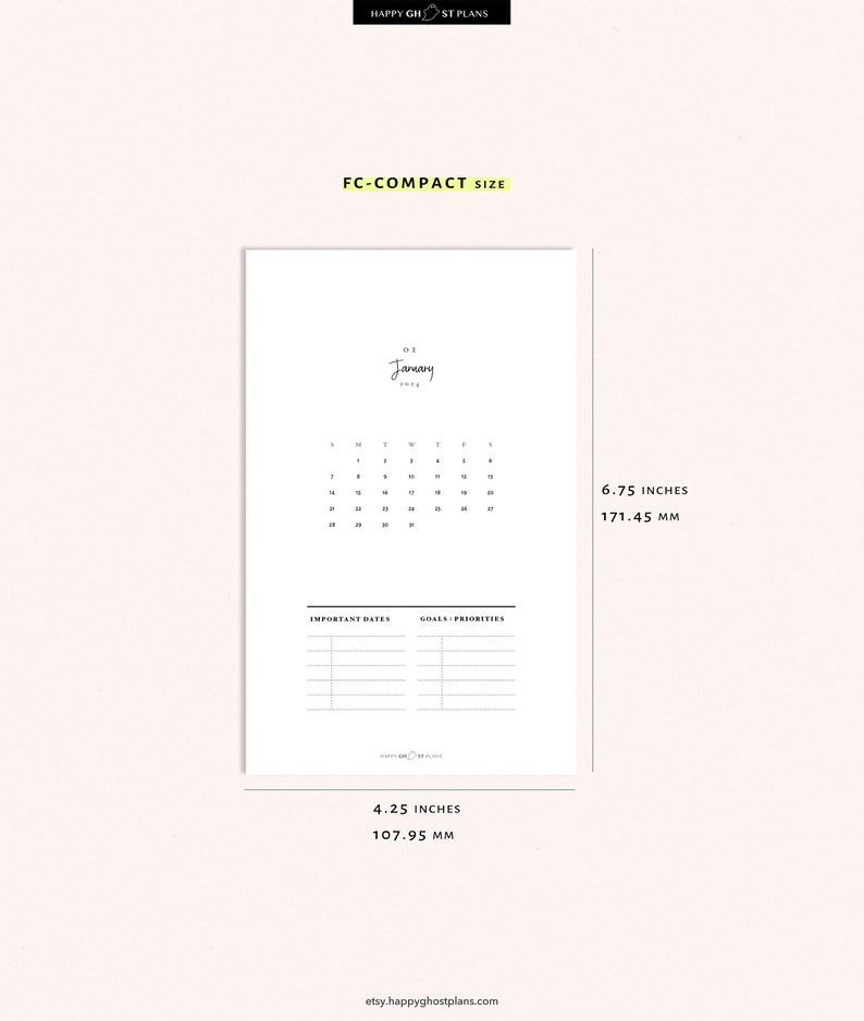 Monthly Calendar Planner Dashboards Printable Fc-compact - Etsy