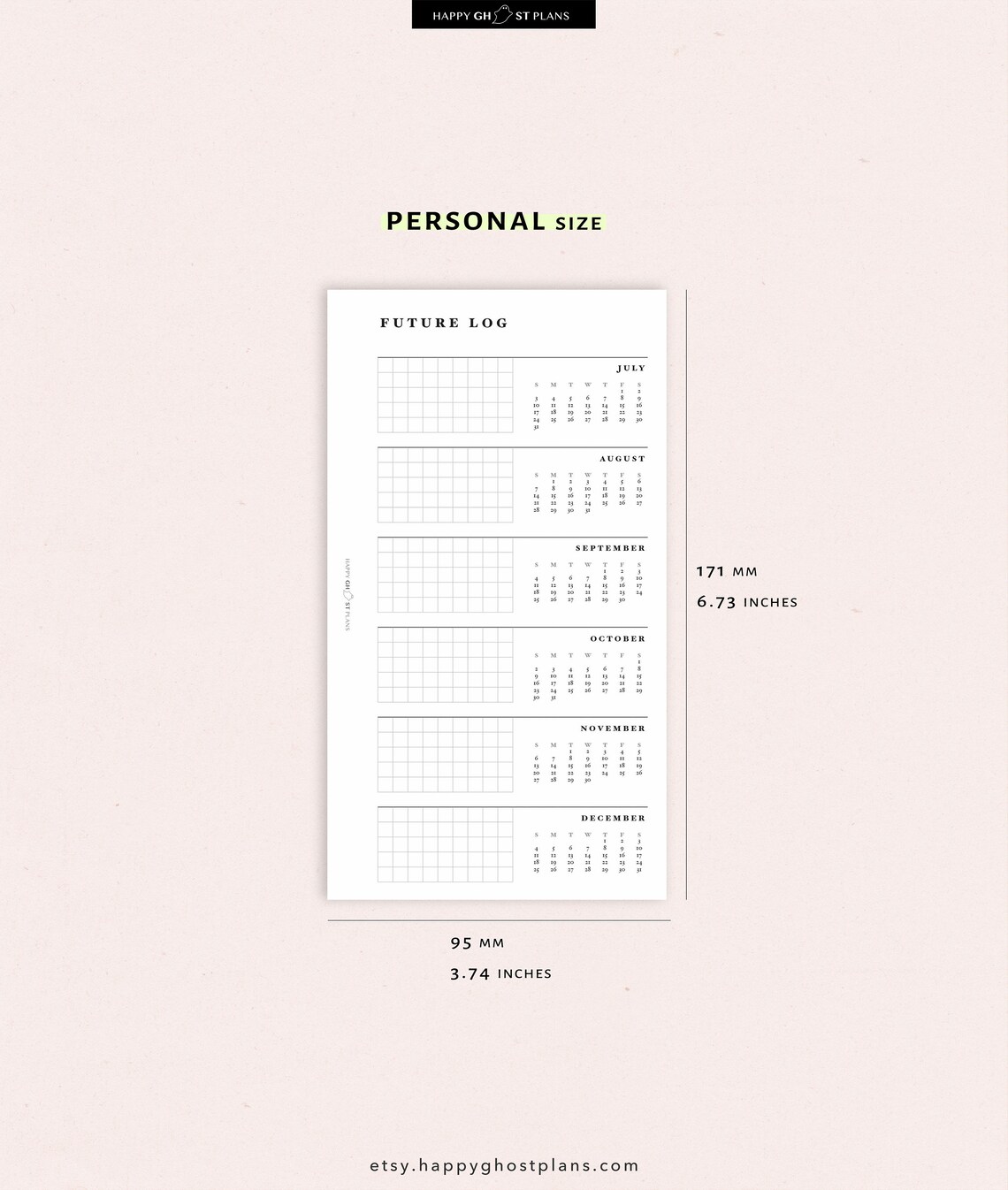 2022 2023 Future Log Printable Personal Size Inserts 2022 | Etsy