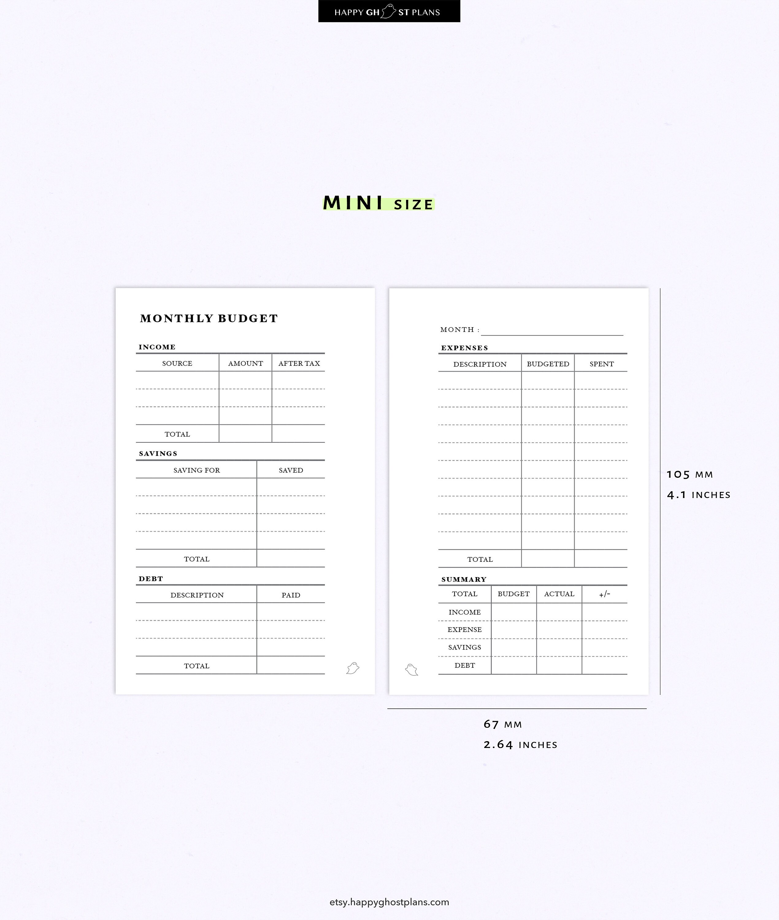 Budget Planner Printable Pocket Pocket XL Mini Size Inserts - Etsy