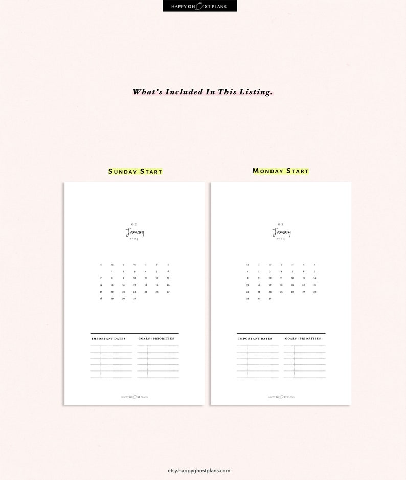 Monthly Calendar Planner Dashboards Printable Fc-compact - Etsy