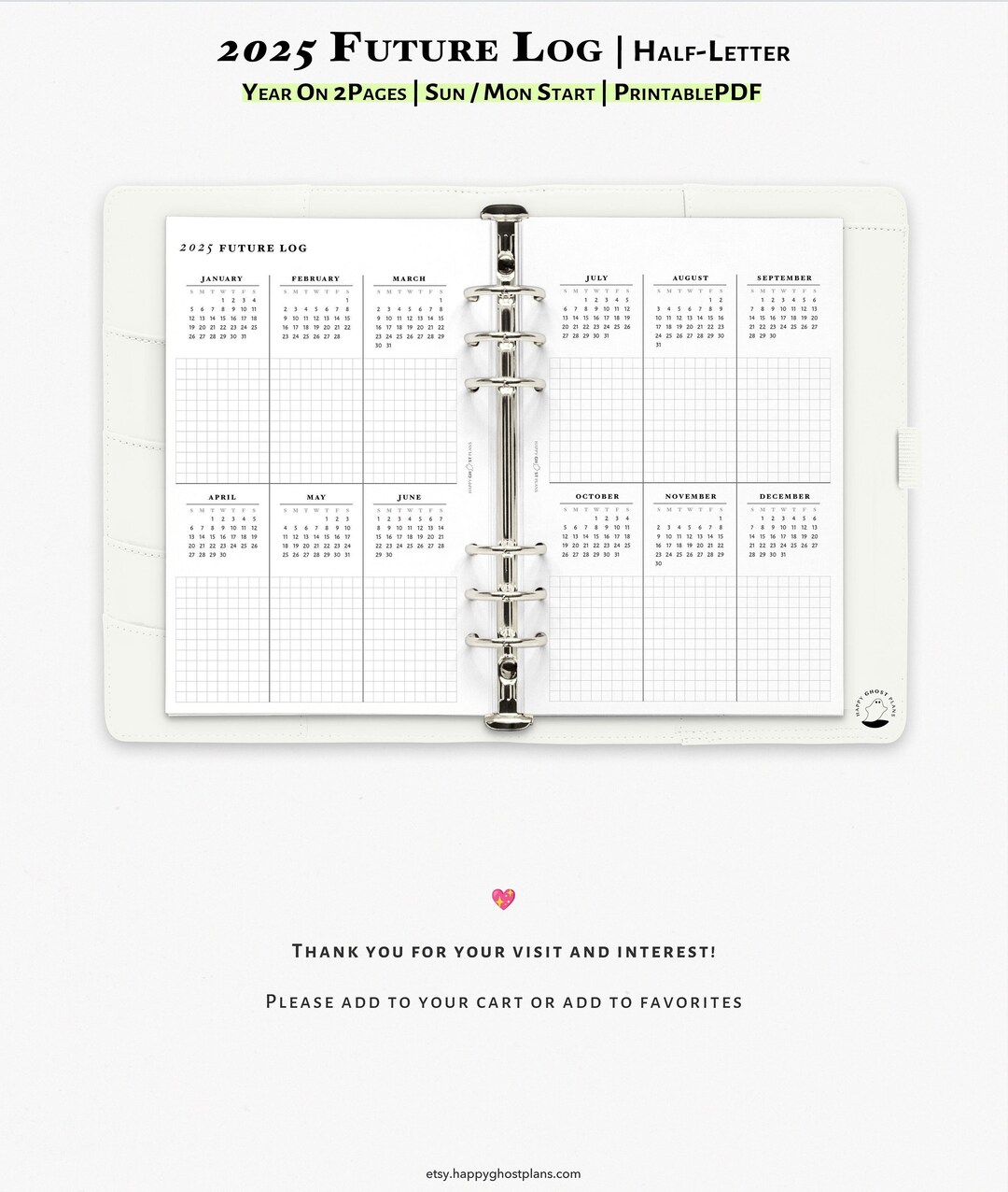 2025 Future Logs, 2025 Yearly Planner Printable Insert for Half-letter ...