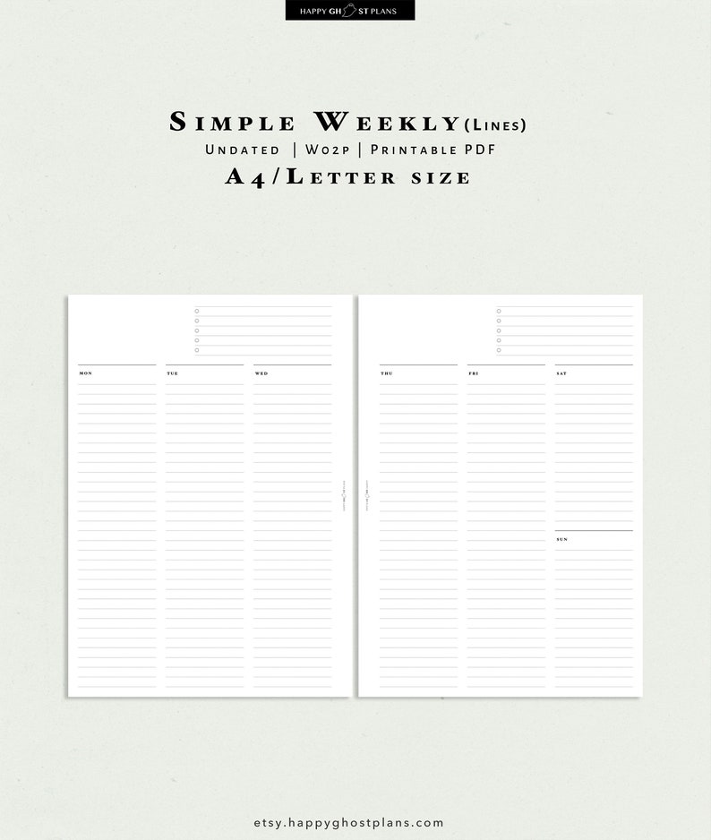 Weekly Planner Printable Inserts A4 Letter Size Undated | Etsy