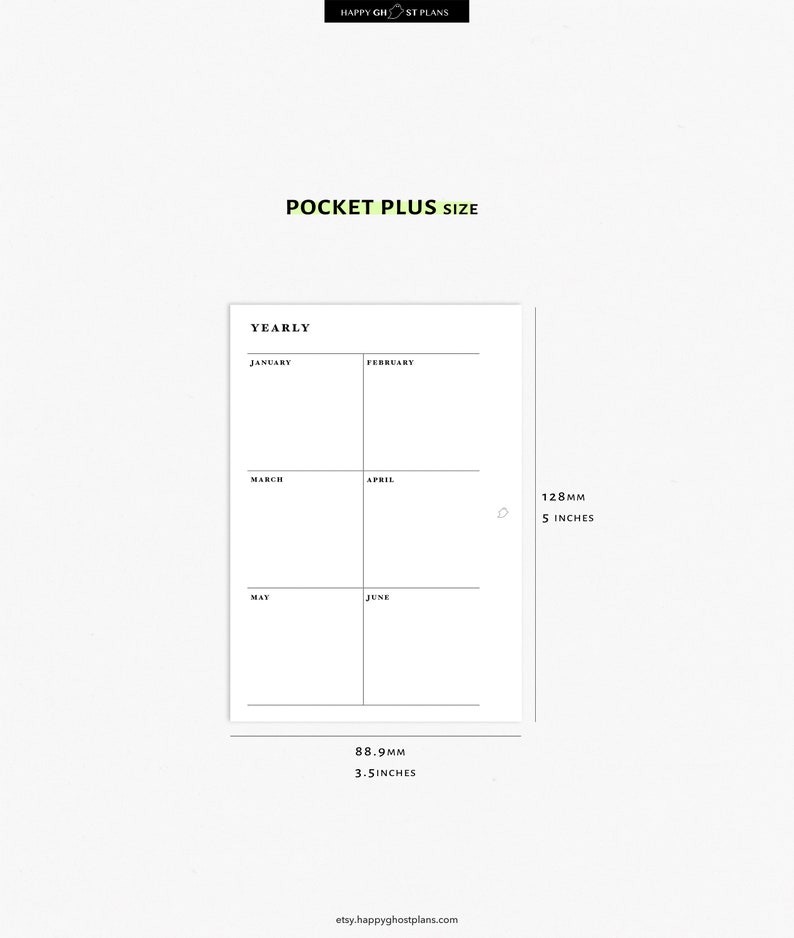 Yearly Overview Planner, Printable Insert for Pocket-plus Size Planner ...