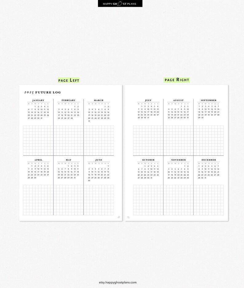 2025 Future Logs, Printable 2025 Yearly Planner for Happy Planner ...