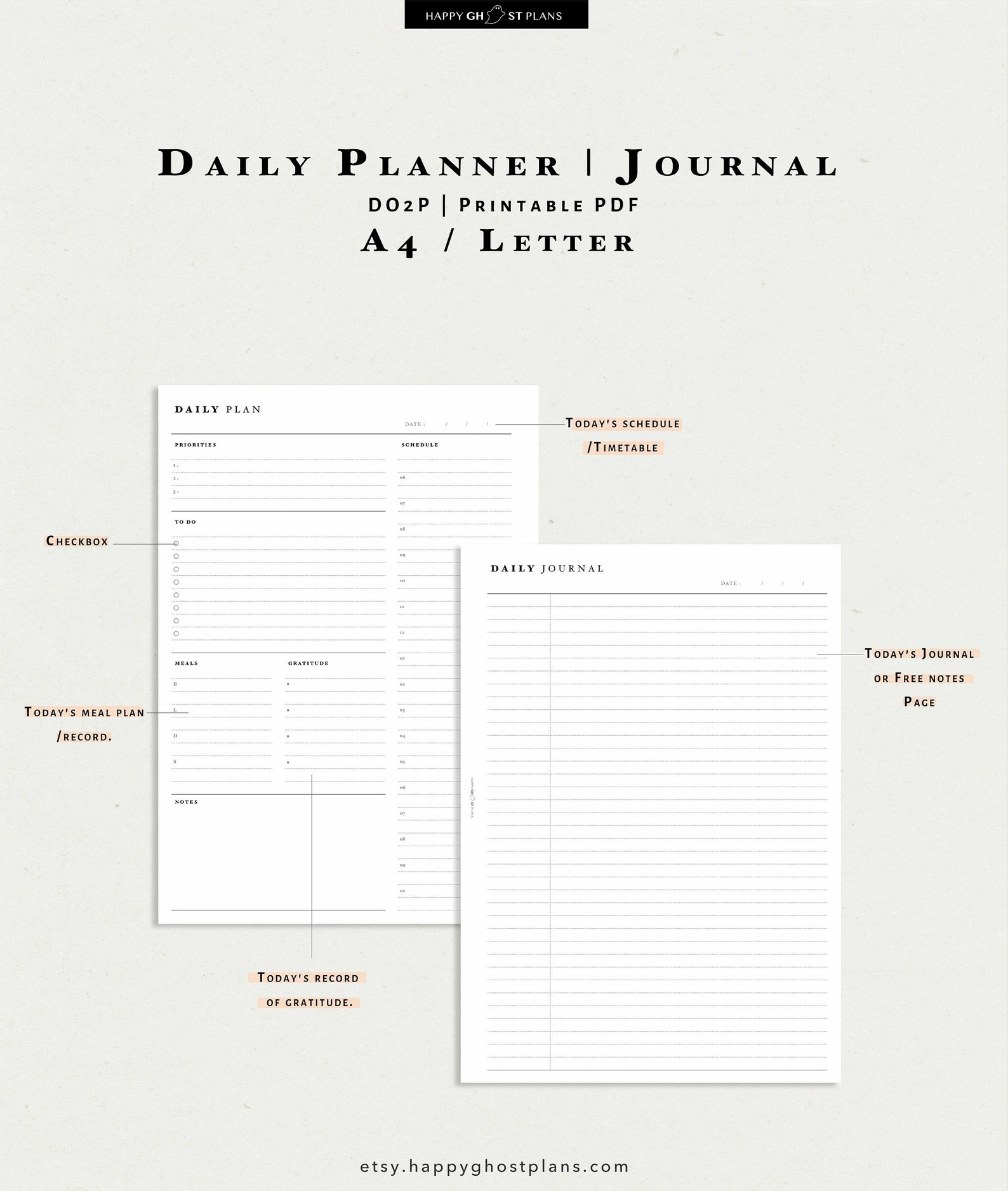 Daily Planner Printable A4 Letter Size Undated Daily | Etsy