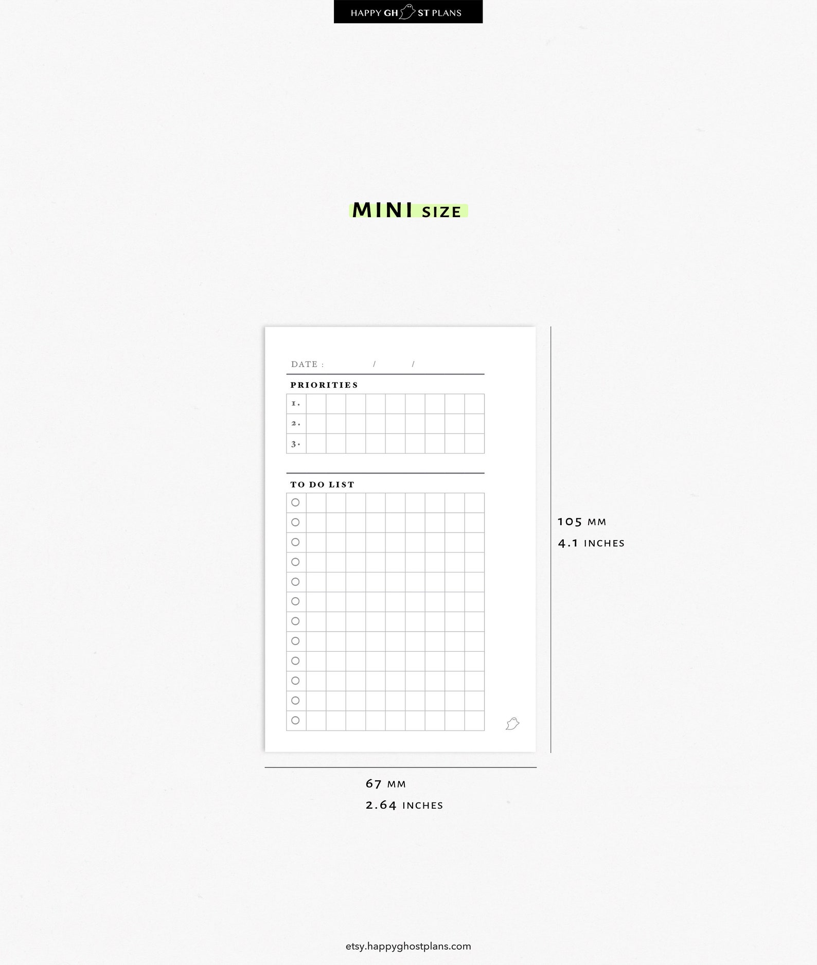 Mini Daily Planner Inserts: Undated Grid, Day on Two Pages (PDF ...