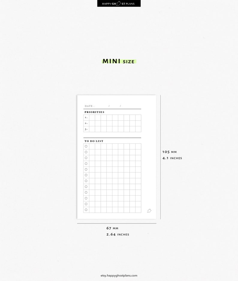 Mini Daily Planner Inserts: Undated Grid, Day on Two Pages (PDF ...