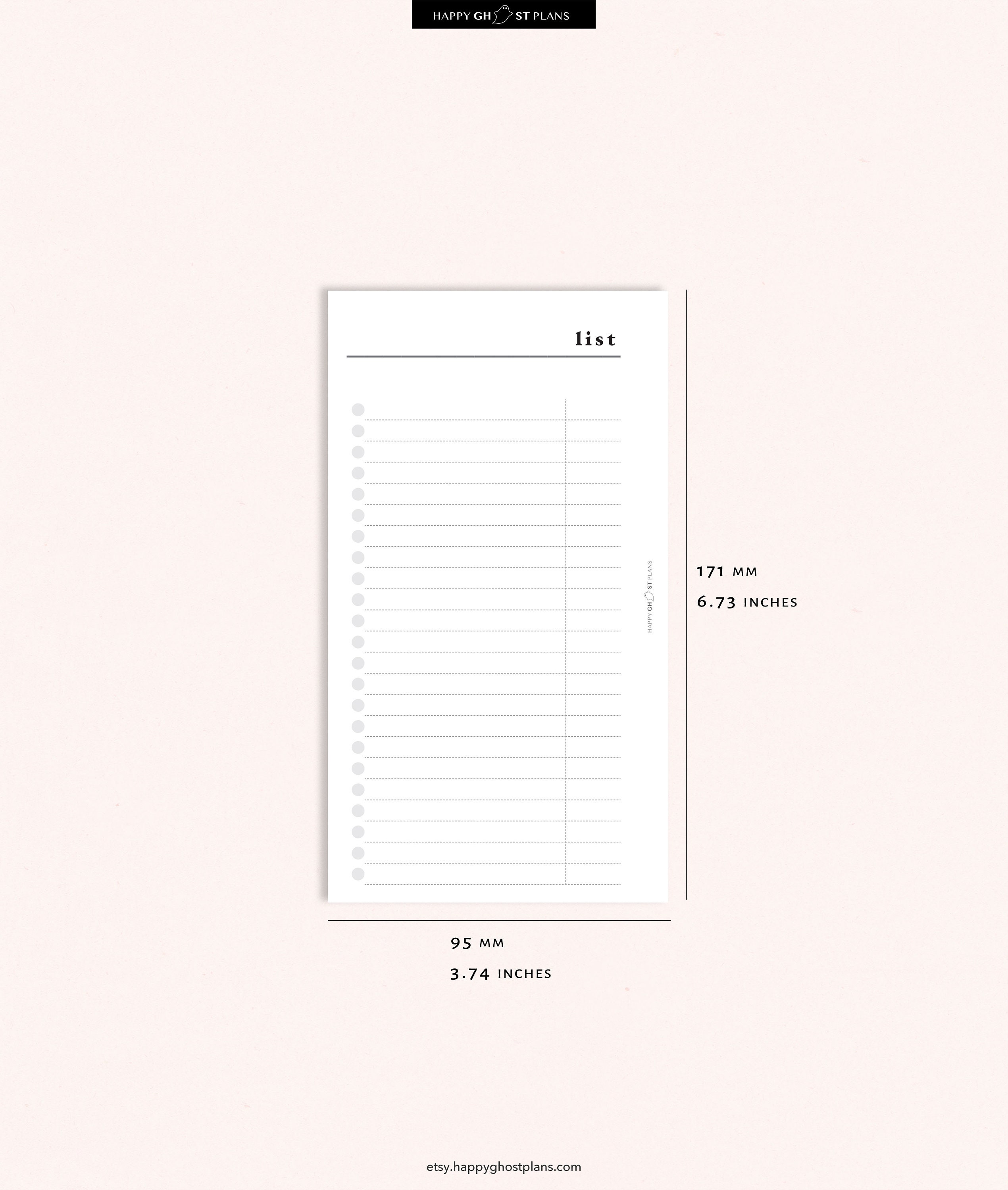 Checklist Template Printable Personal Ring Inserts To-do - Etsy