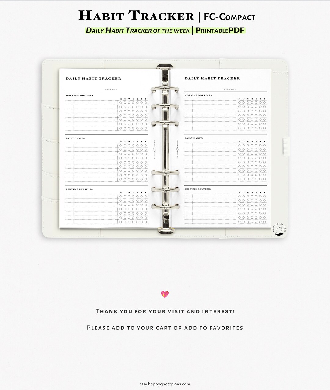Habit Tracker Printable FC Compact Planner Insert Routine Planner ...